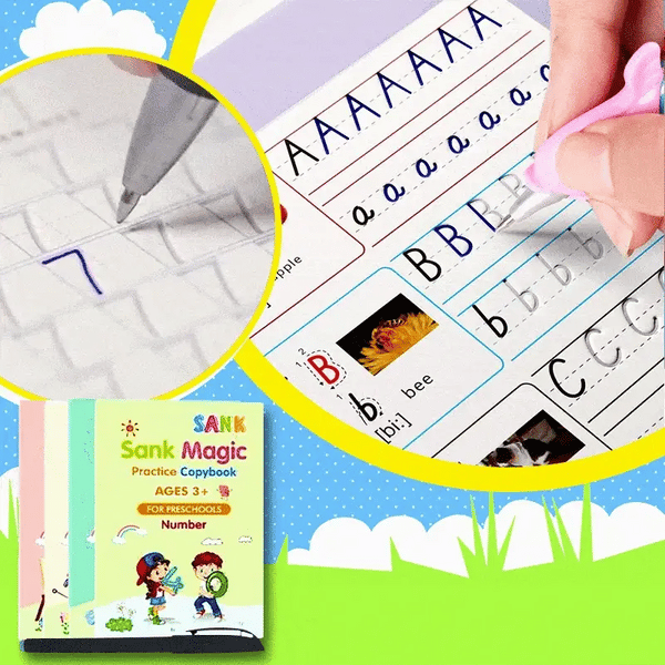 Kids Magic Practice Book (4 Books + 1 Pen + 1 Grip + 10 Refill) – Babyfy